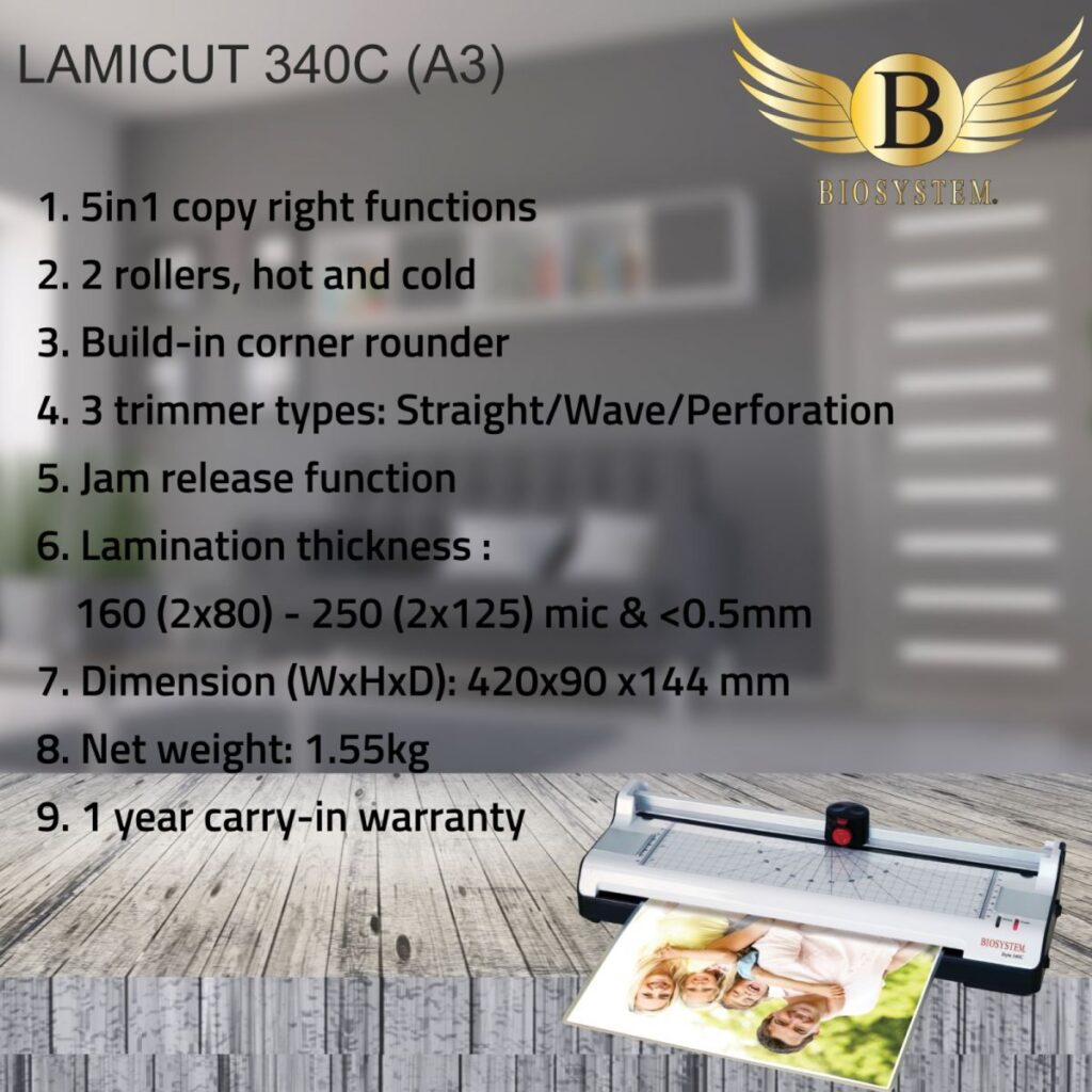 Biosystem Style 340C 3-in-1 A3 Laminator - WOW Supplies Sdn. Bhd.